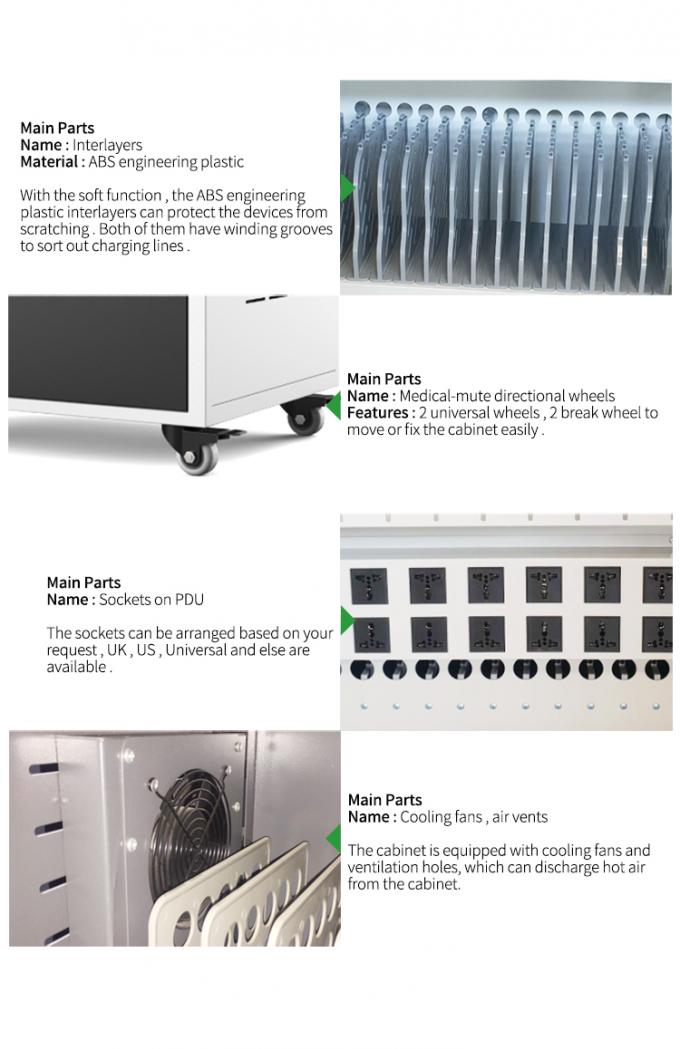 Galvanized Sheet Multiple Laptop Storage Cabinet With Power 70kg